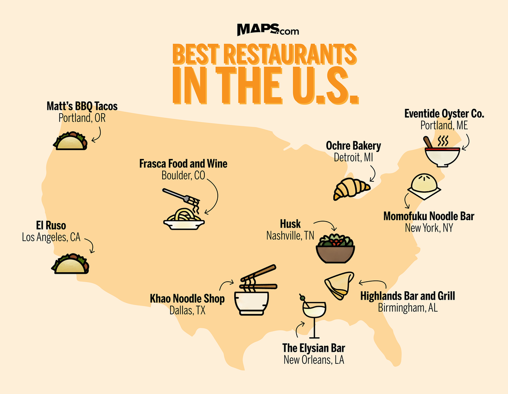 The Best Restaurants in the U.S. | Map Geek.com