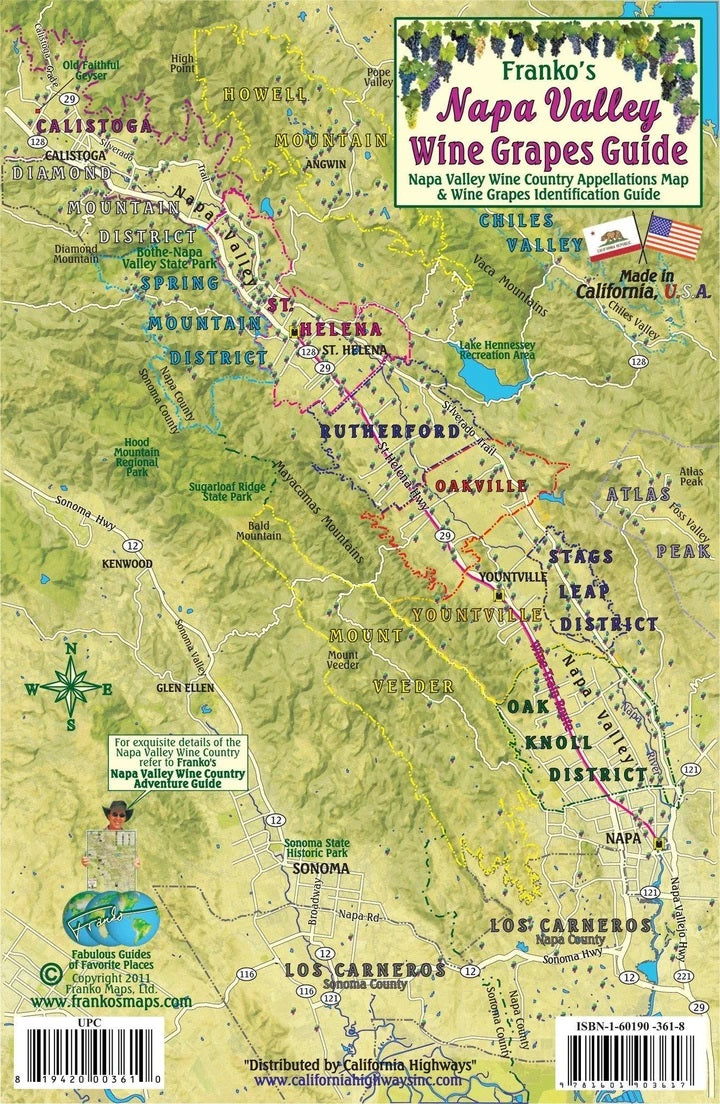 California Map, Napa Grapes Card by Frankos Maps Ltd. | Map Geek.com