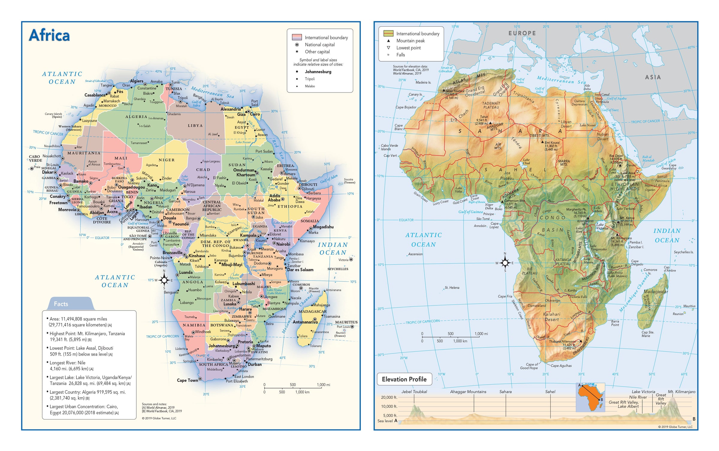 Africa Political and Physical Continent Map | Map Geek.com