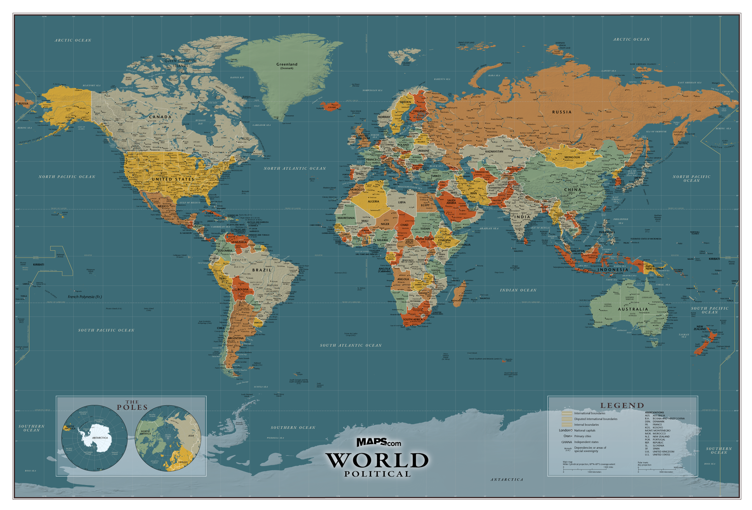 Maps.com's World Deluxe Political Wall Map-New Century Style | Map Geek.com