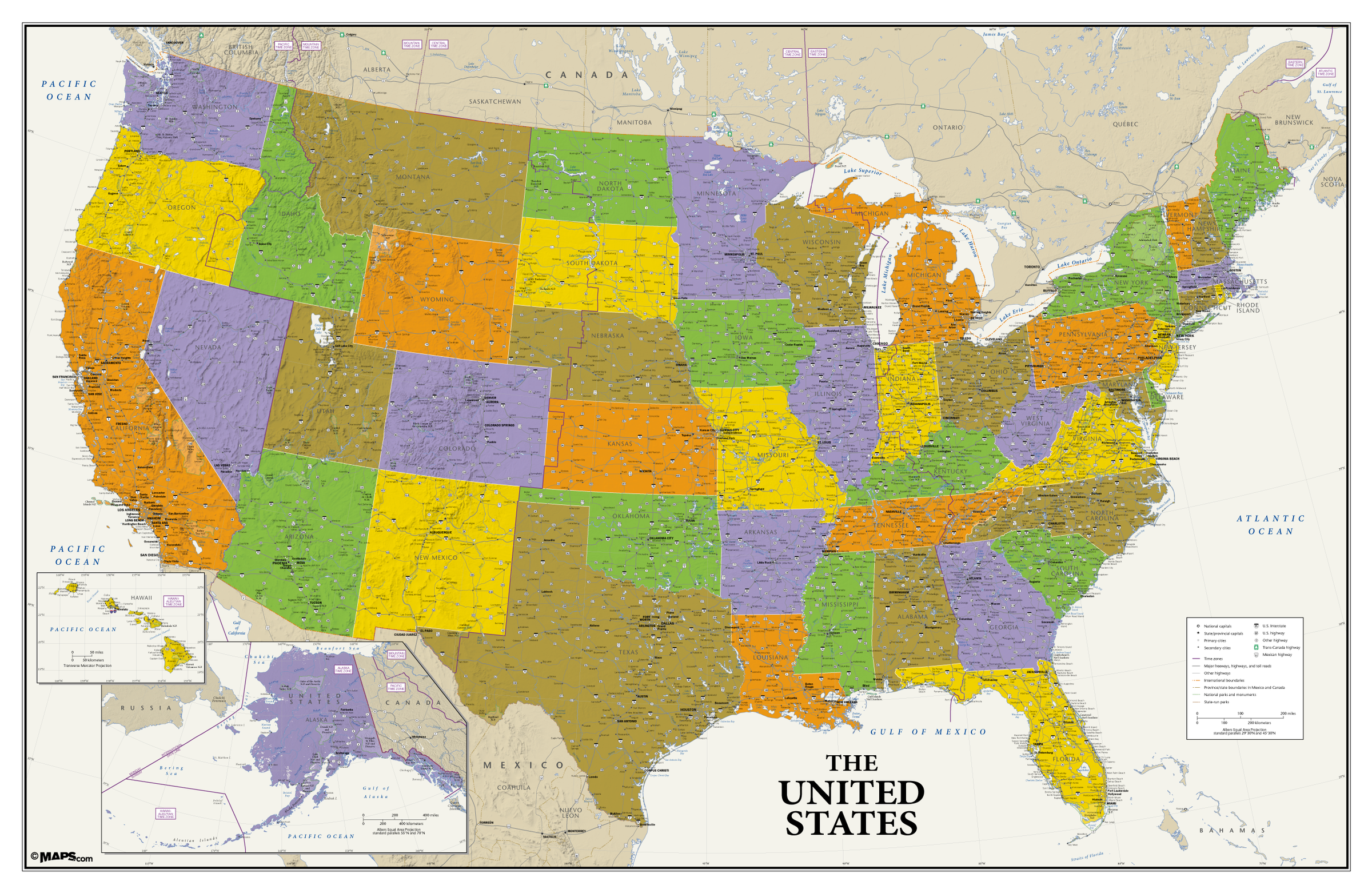 USA Political Wall Map - Contemporary Style | Map Geek.com