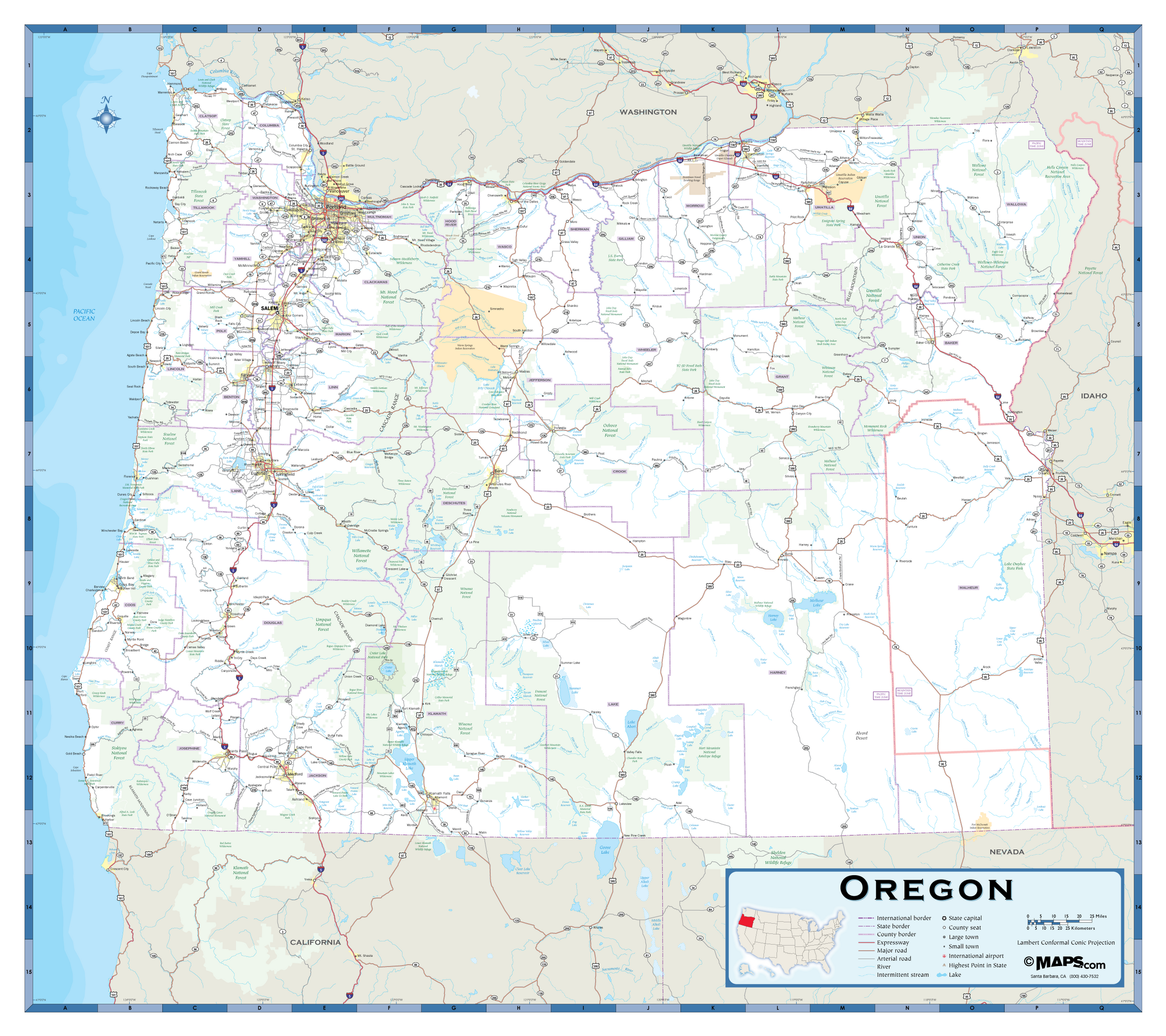 Oregon Highway Wall Map | Map Geek.com