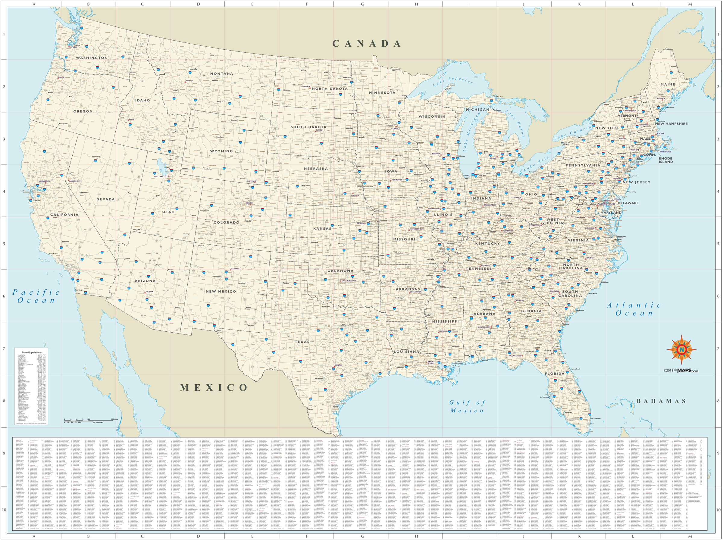 USA Deluxe County Wall Map | Map Geek.com