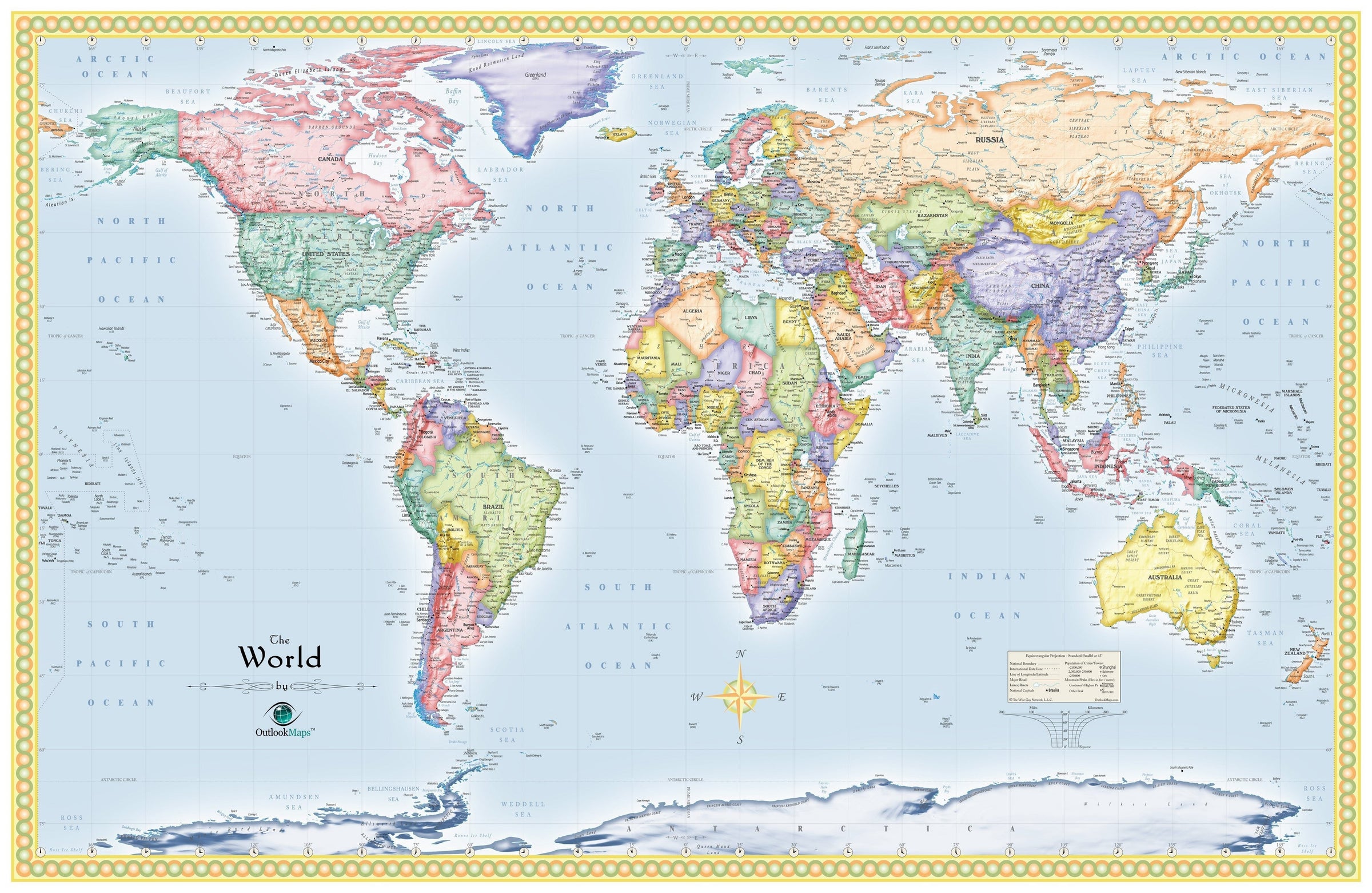 World Political Wall Map by Outlook Maps | Map Geek.com